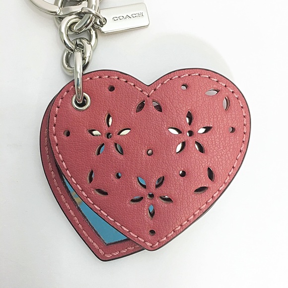 Coach | Accessories | Coach Keychain Pink Heart Mirror Bag Charm New ...